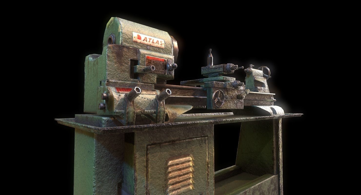 3D model Metalworking lathe machine WWII VR / AR / low-poly | CGTrader