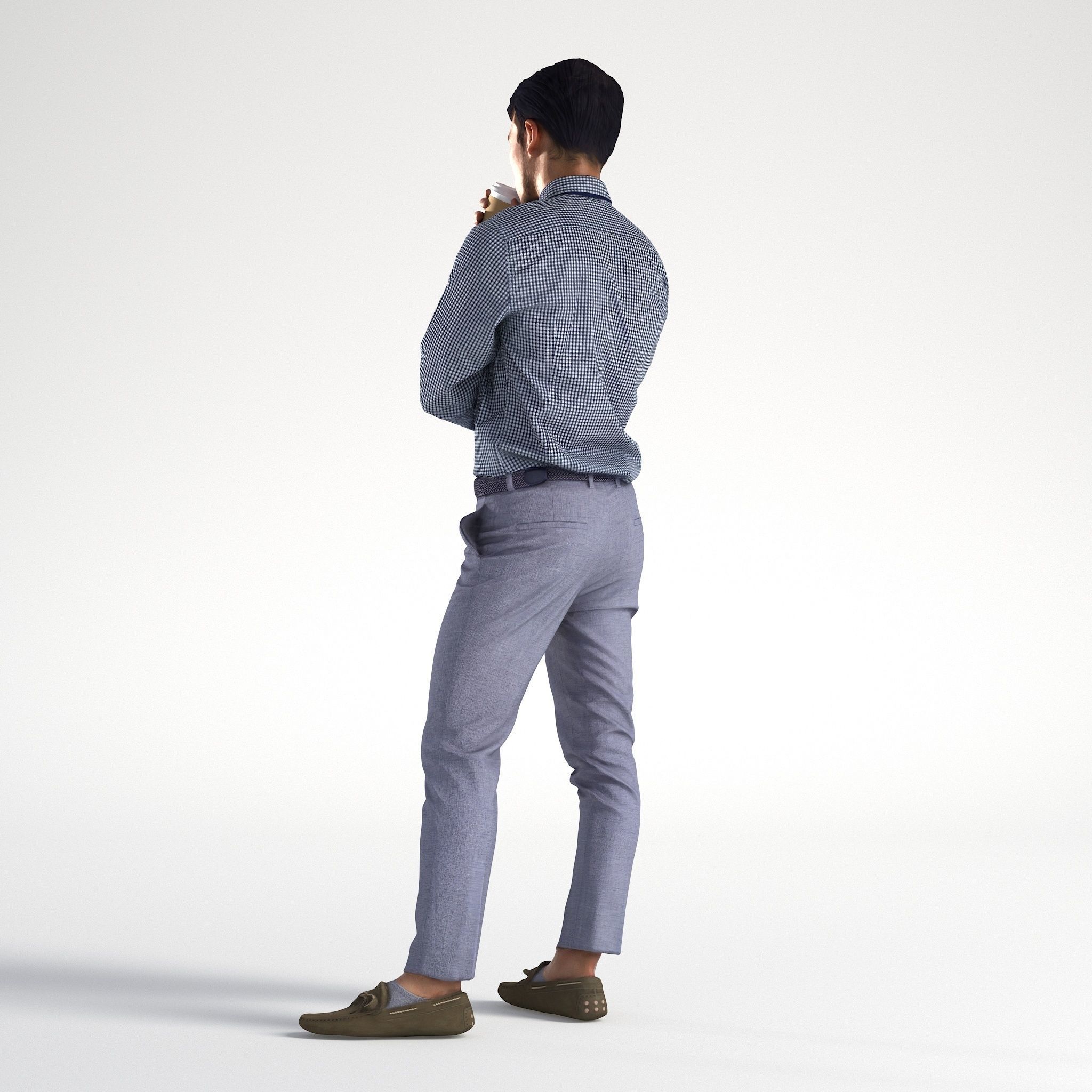 Man Business Outfit Standing with Coffee Low poly Rizzy 1371 3D model ...