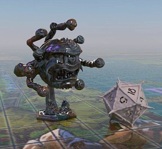 Dungeons and Dragons Beholder and stylized dice d20 3D model 3D ...