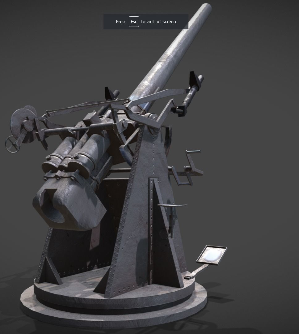 3D model QF 3 naval 3 inch gun low poly VR / AR / low-poly | CGTrader