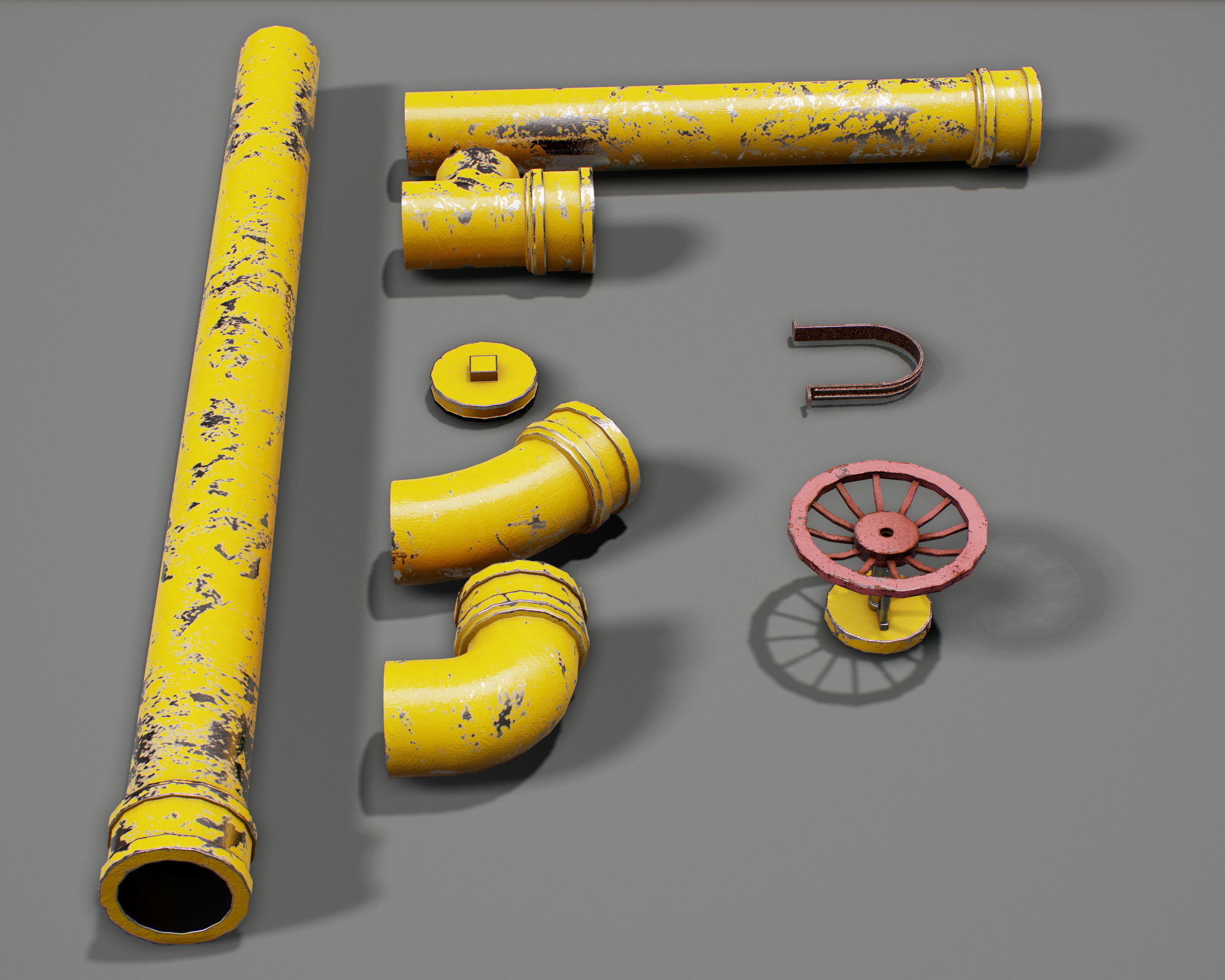 3D model Pipe Set low poly PBR VR / AR / low-poly | CGTrader