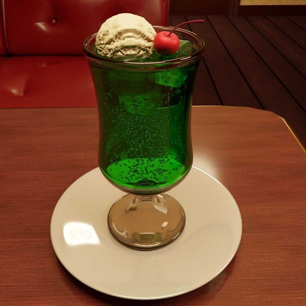 A melon soda float 3D model | CGTrader