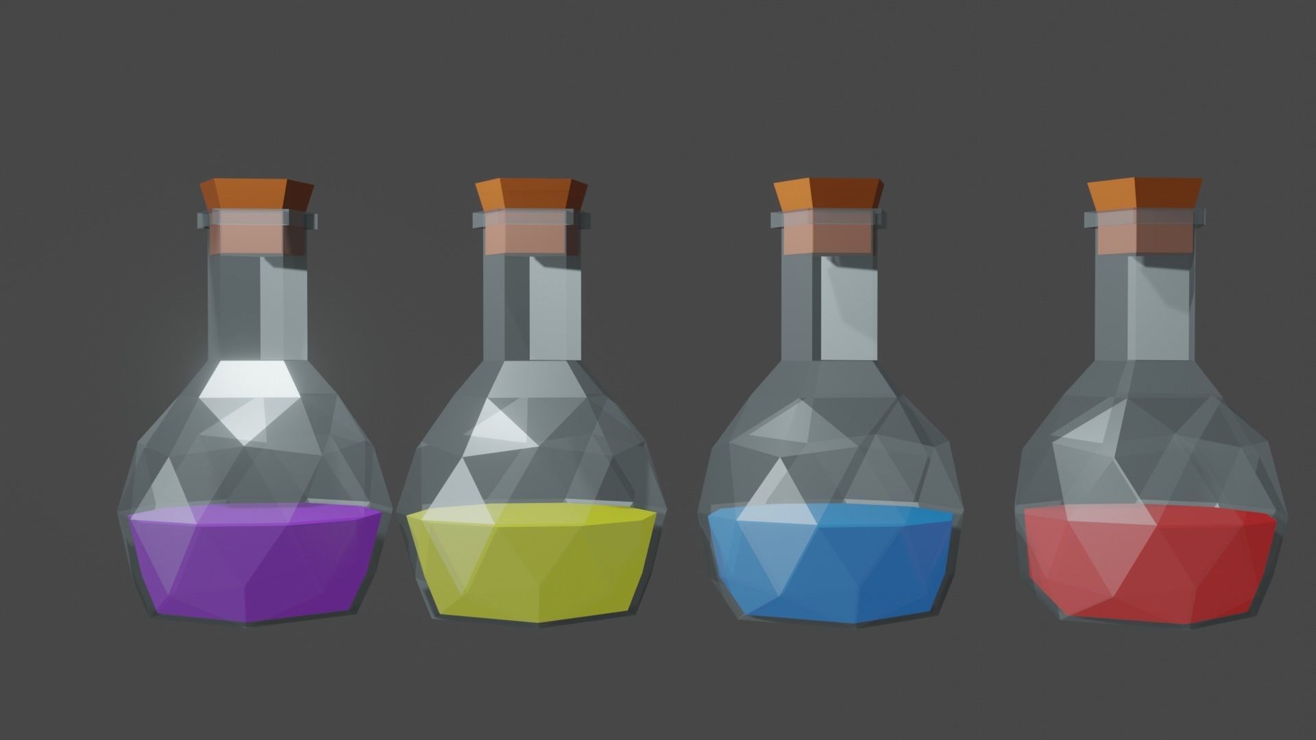 3D model Low Poly Potions bottle with liquid inside VR / AR / low-poly ...