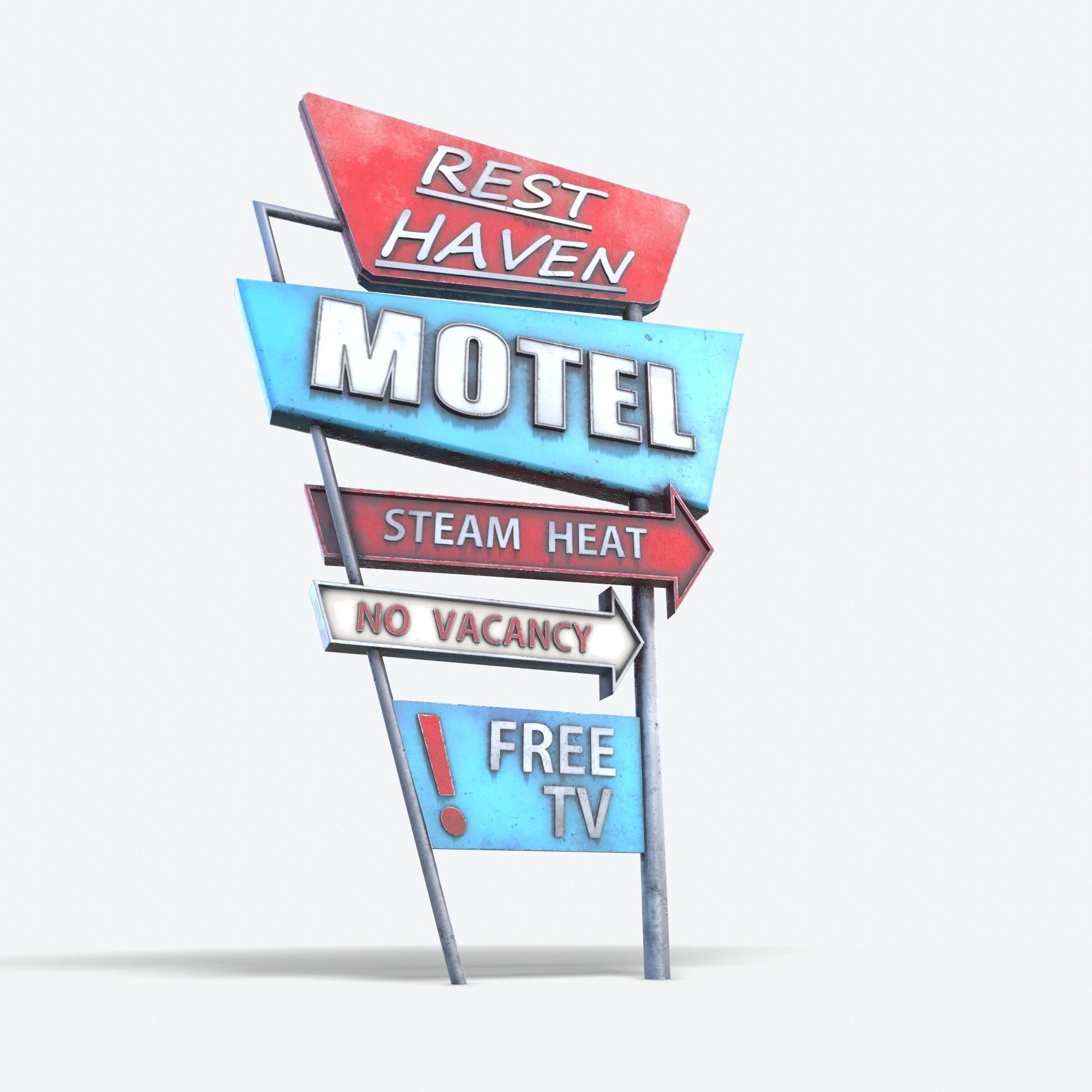 3D model Motorway Motel Sign PBR 3 VR / AR / low-poly | CGTrader