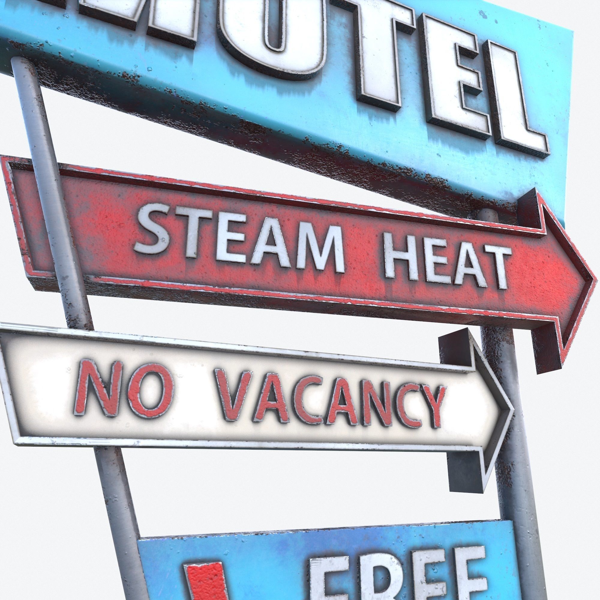 3D model Motorway Motel Sign PBR 3 VR / AR / low-poly | CGTrader
