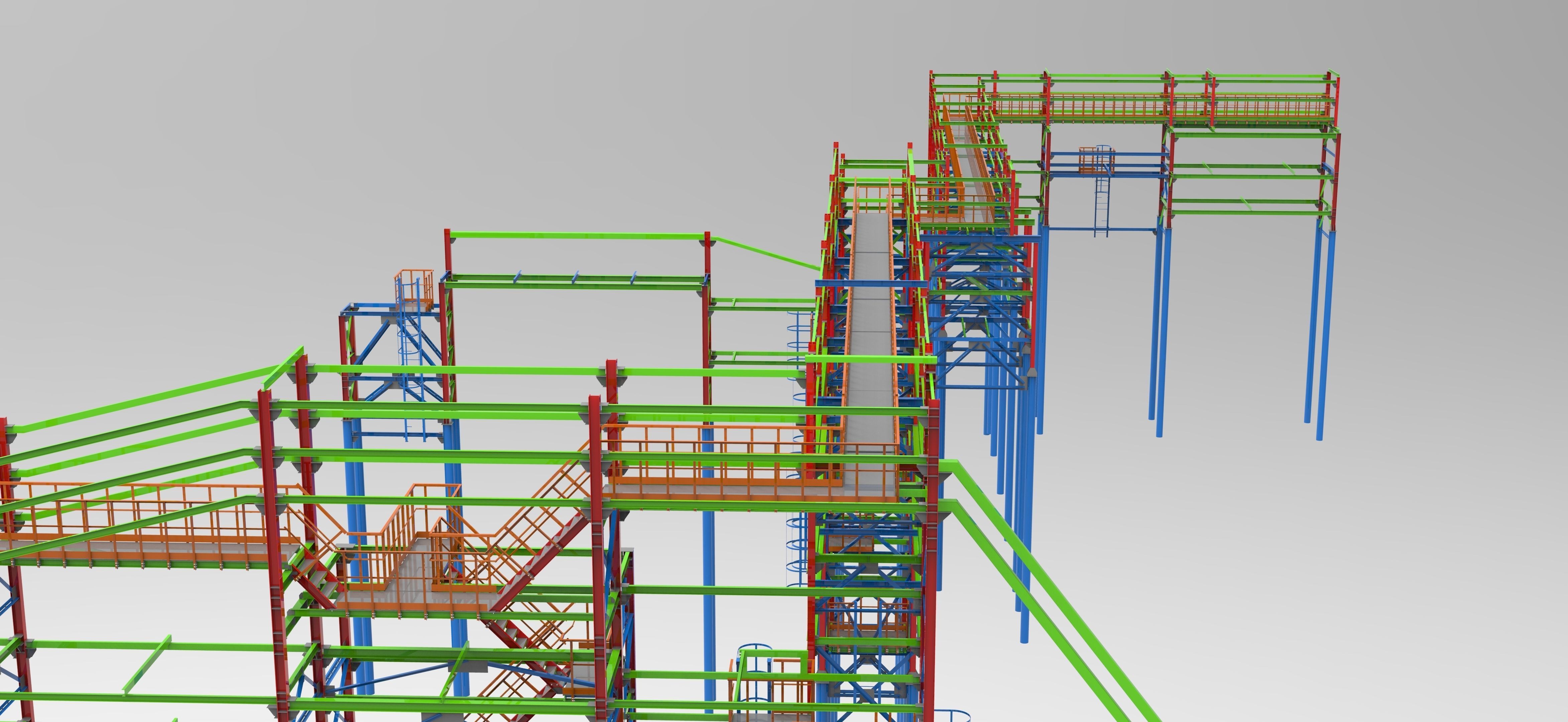 Cable trestle on steel columns 3D model | CGTrader