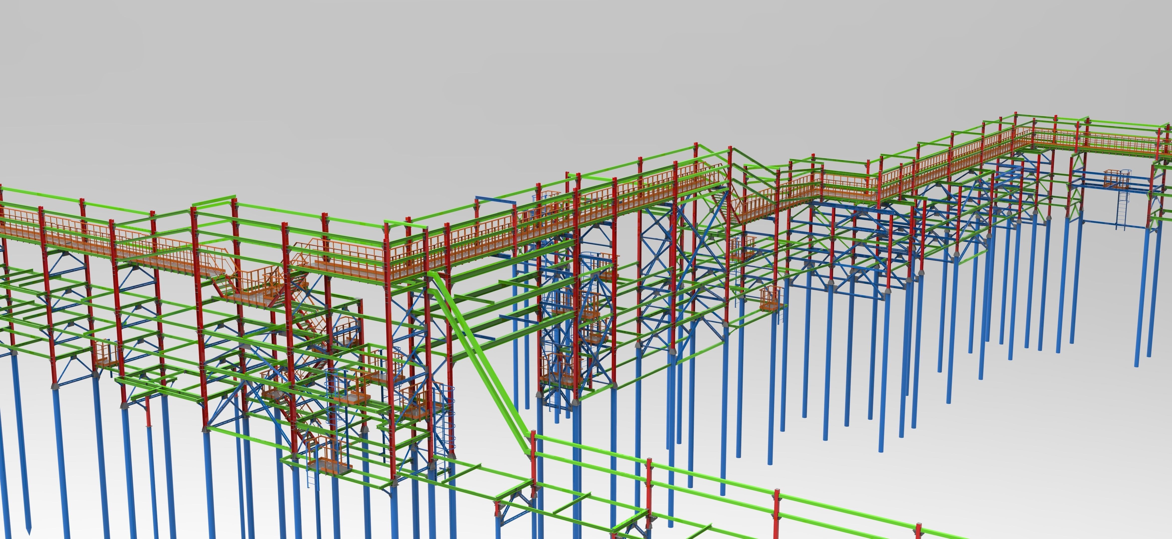 Cable trestle on steel columns 3D model | CGTrader