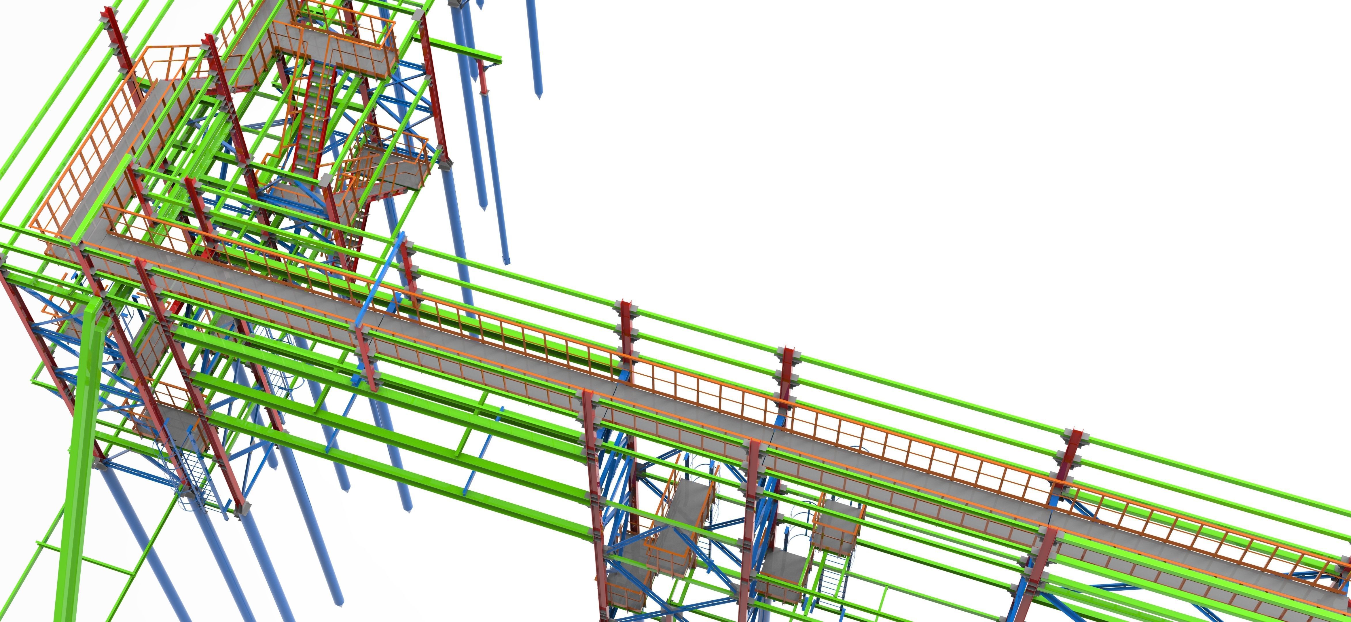 Cable trestle on steel columns 3D model | CGTrader