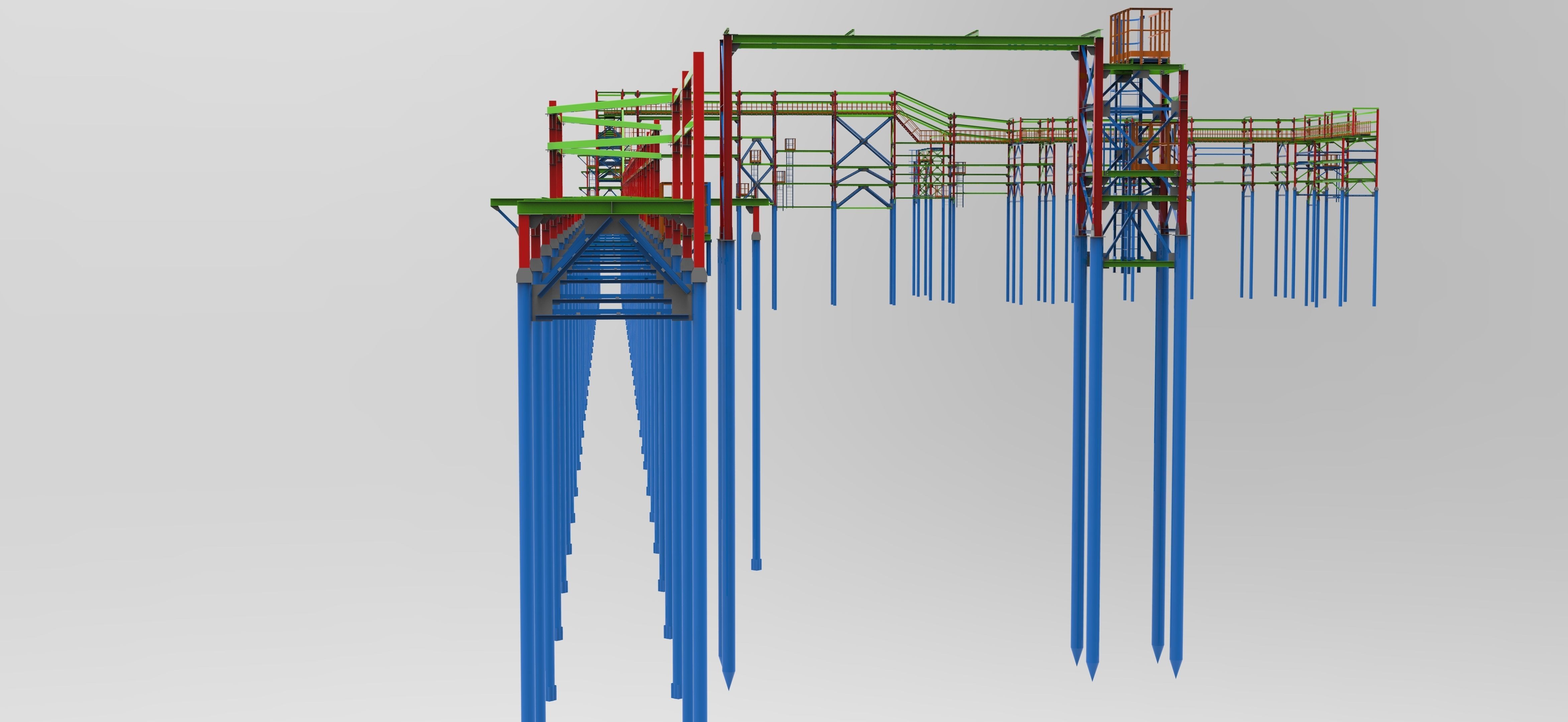 Cable trestle on steel columns 3D model | CGTrader