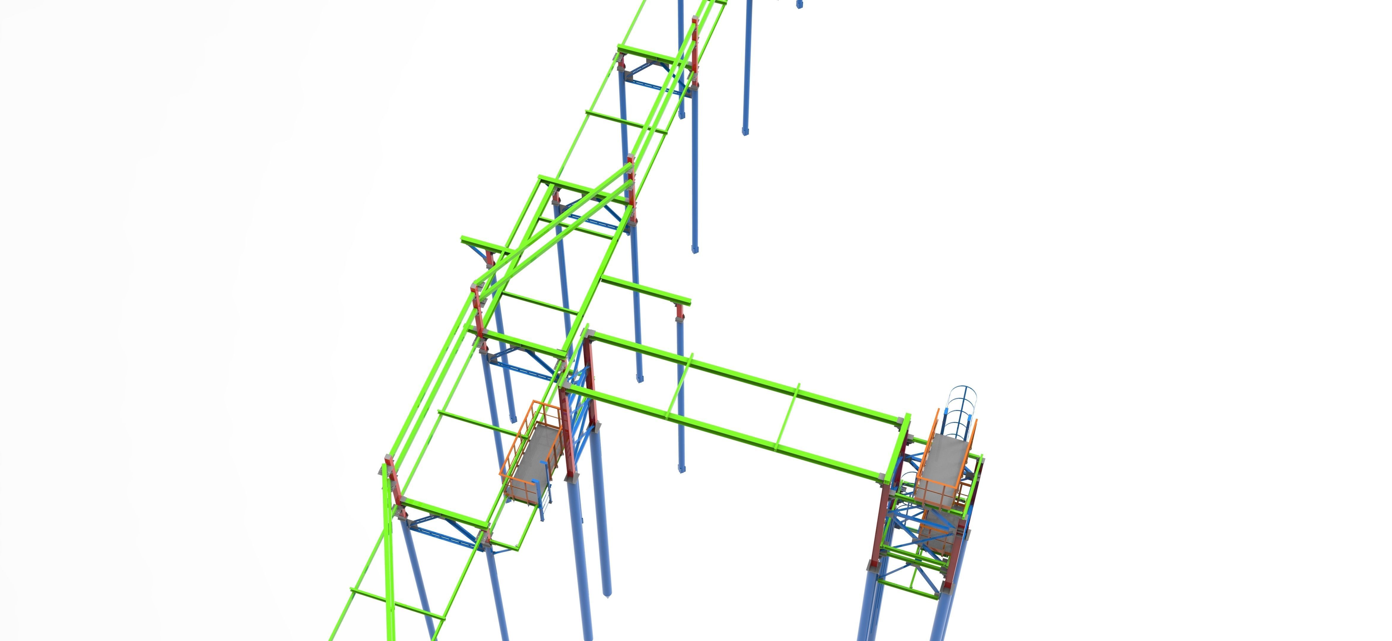Cable trestle on steel columns 3D model | CGTrader