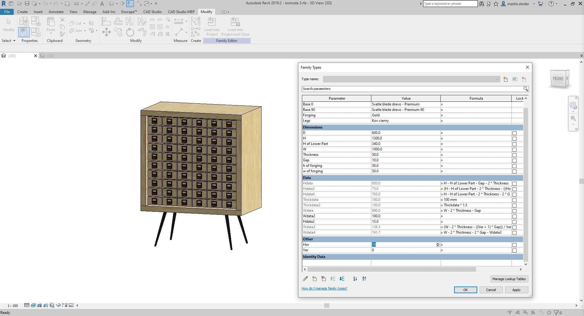 3D model Wardrobe 3 - Full parametric Revit Family VR / AR / low-poly ...