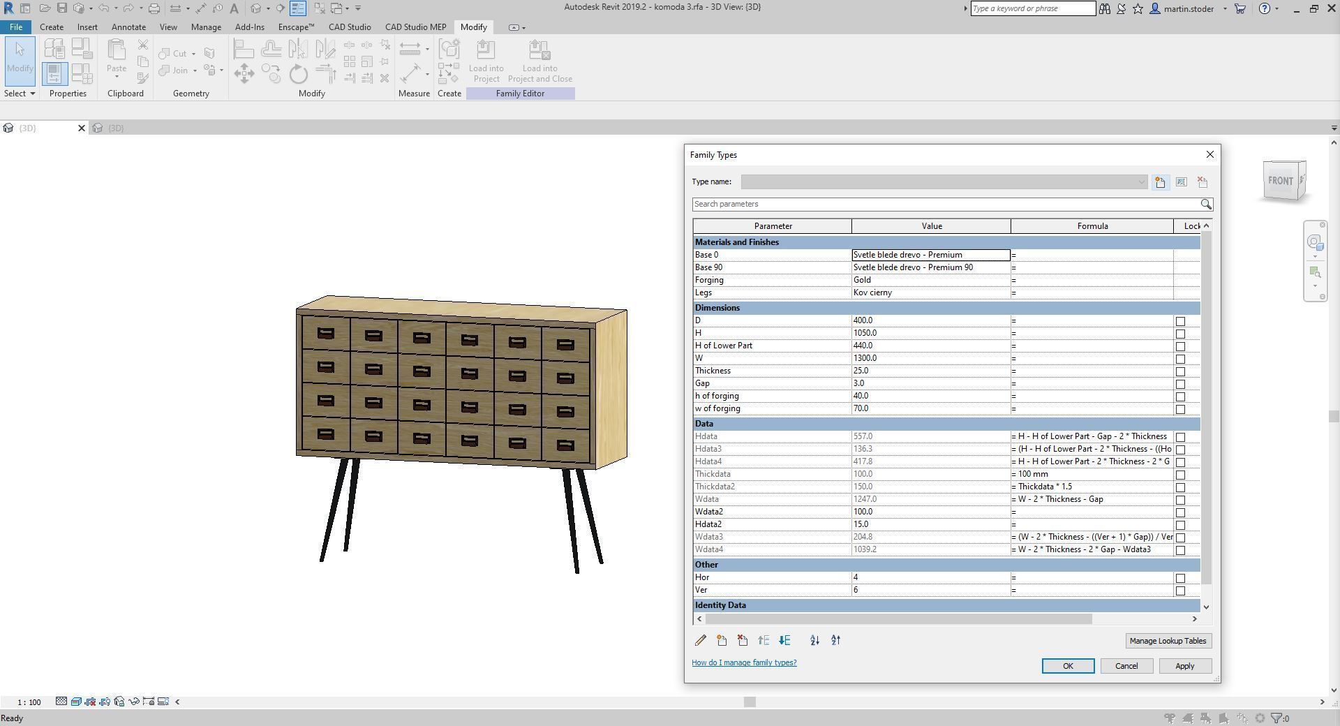 3D model Wardrobe 3 - Full parametric Revit Family VR / AR / low-poly ...