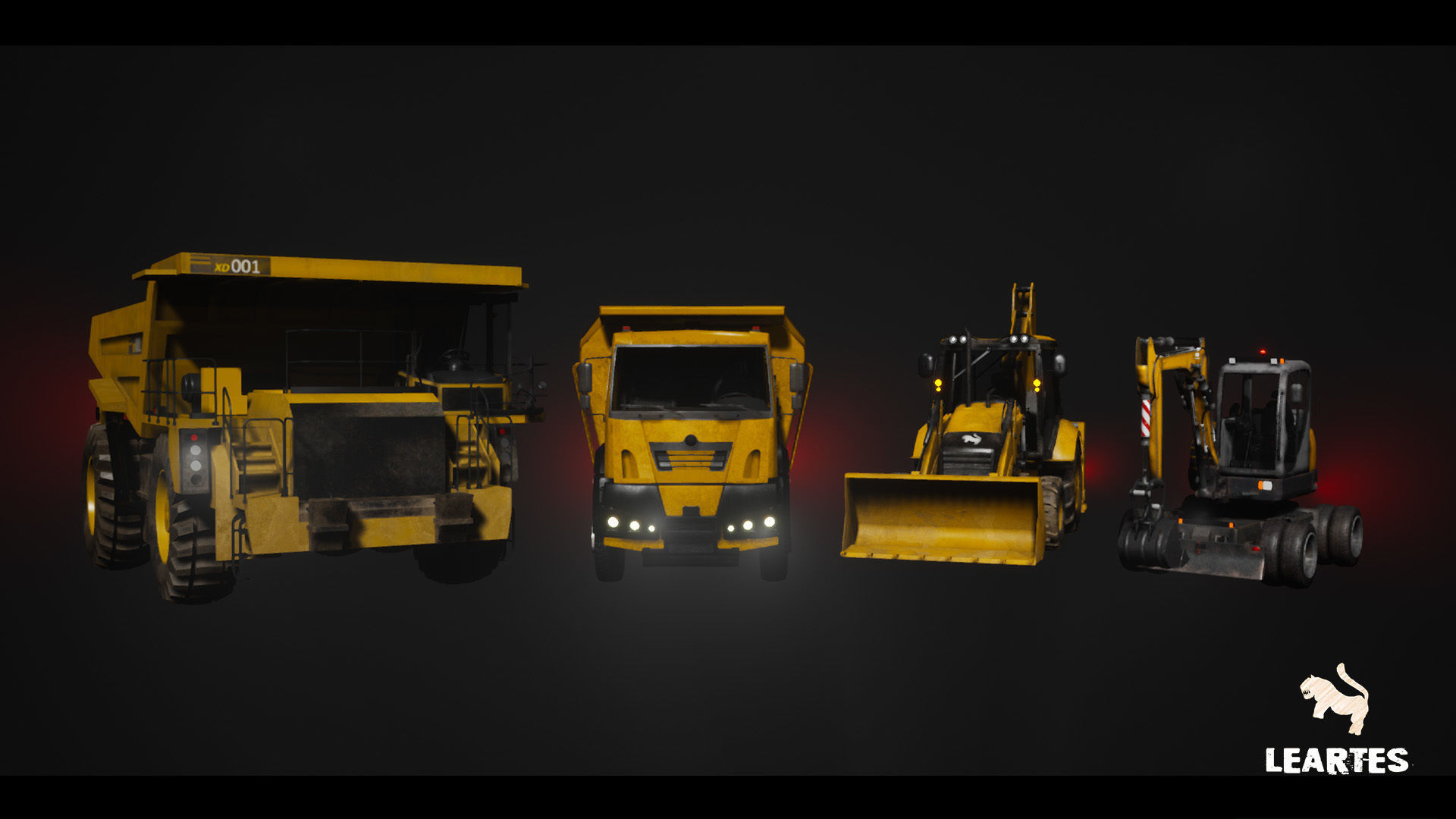 3D model Driveable Animated Construction Vehicles Set of 4 VR / AR ...