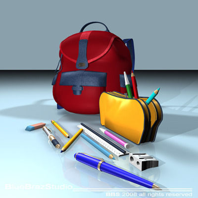 School tools 3D model | CGTrader
