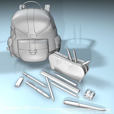 School tools 3D model | CGTrader