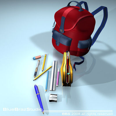 School tools 3D model | CGTrader