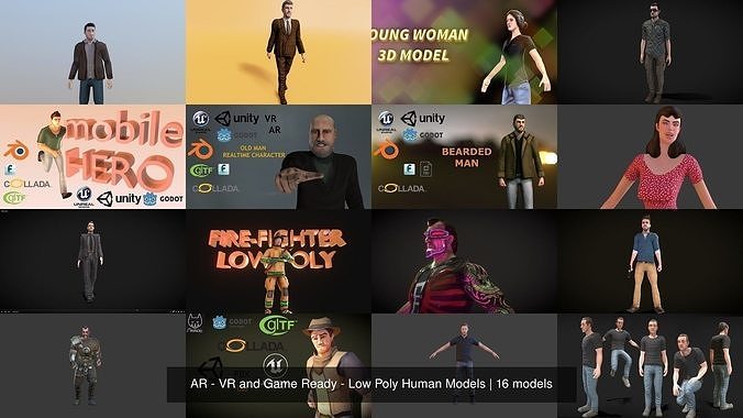 AR - VR and Game Ready - Low Poly Human Models 3D Model Collection ...