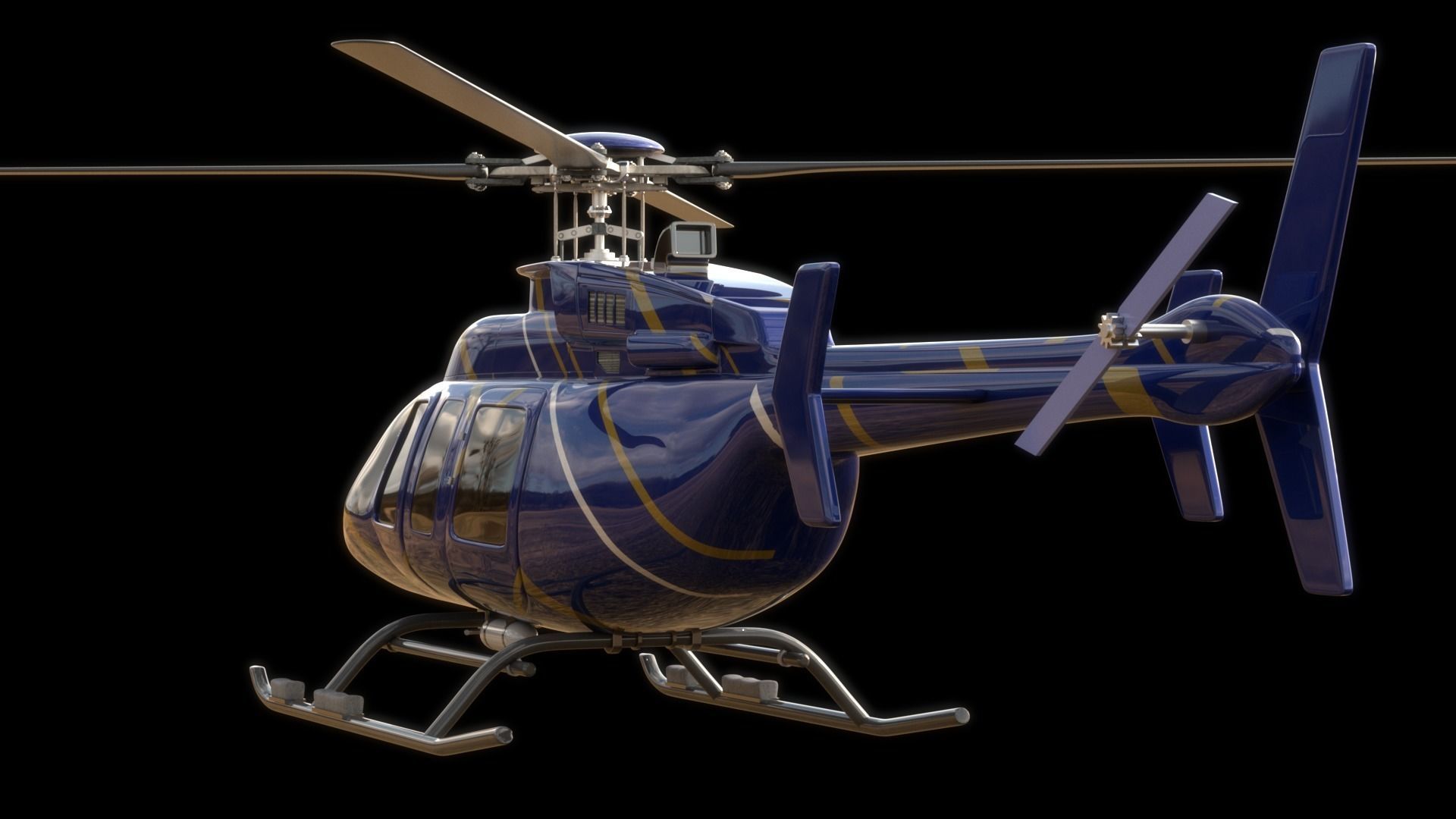 Helicopter - Bell Chopper - Exterior and Interior 3D model animated ...