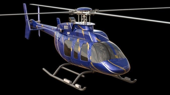 Helicopter - Bell Chopper - Exterior and Interior 3D model animated ...