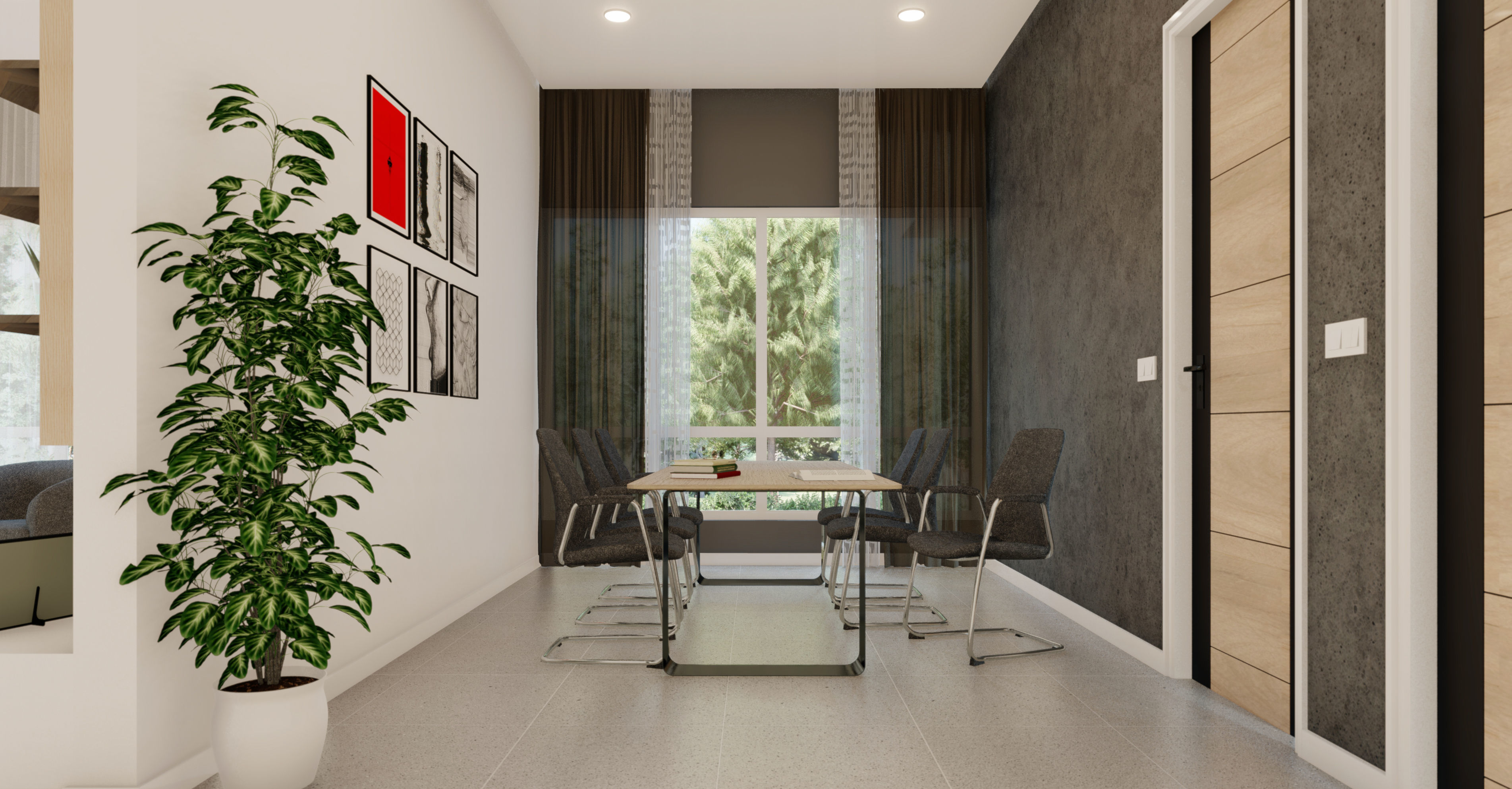TERRACE HOUSING study and family area 3D model | CGTrader