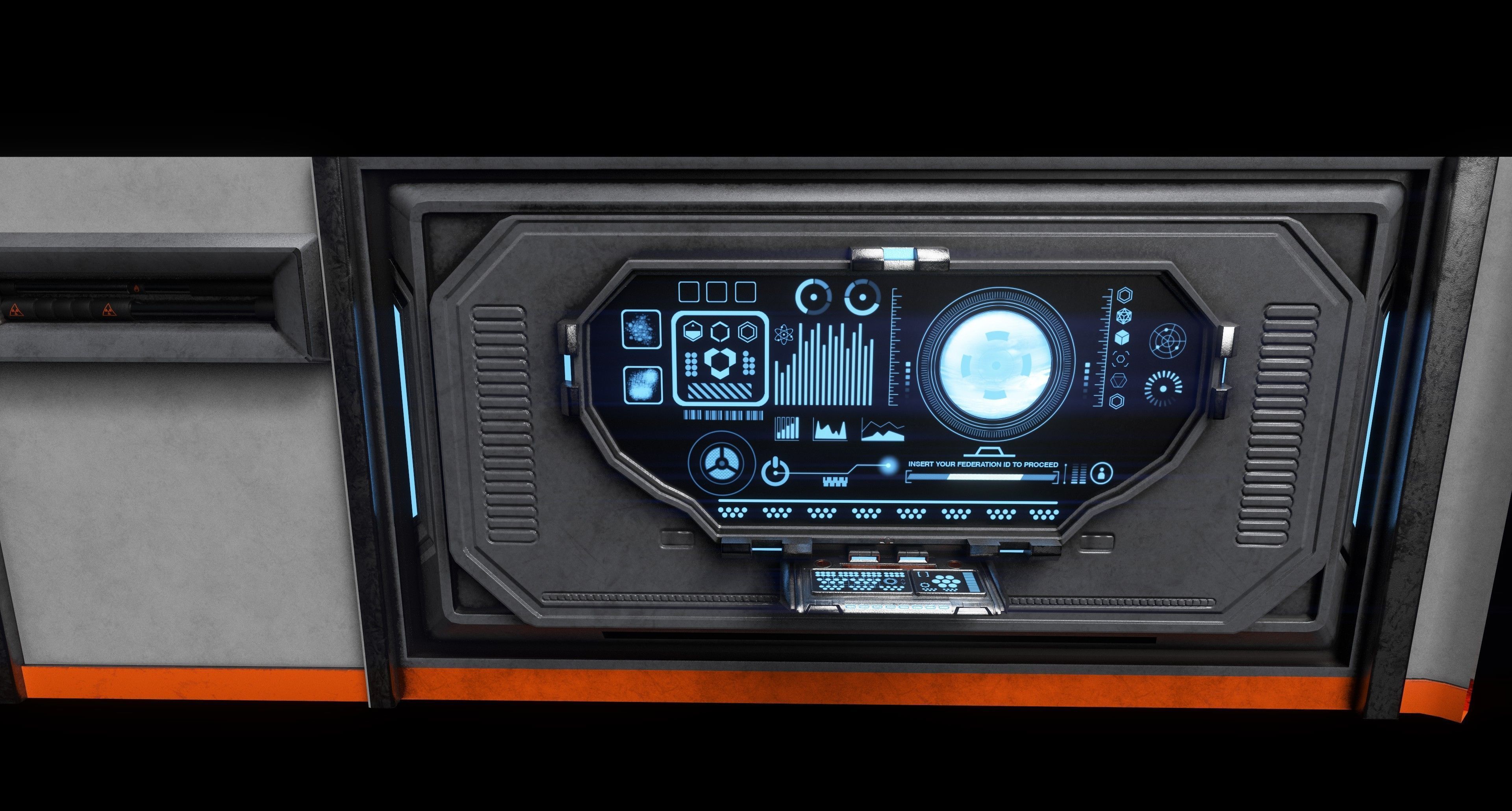 3D model Sci-Fi Computer Wall Segment VR / AR / low-poly | CGTrader