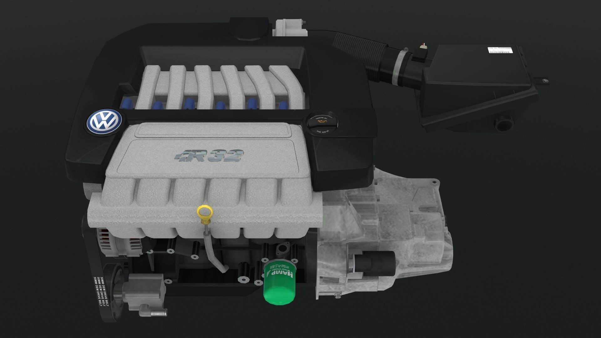 3D model Volkswagen Golf R32 VR6 24v engine VR / AR / low-poly | CGTrader