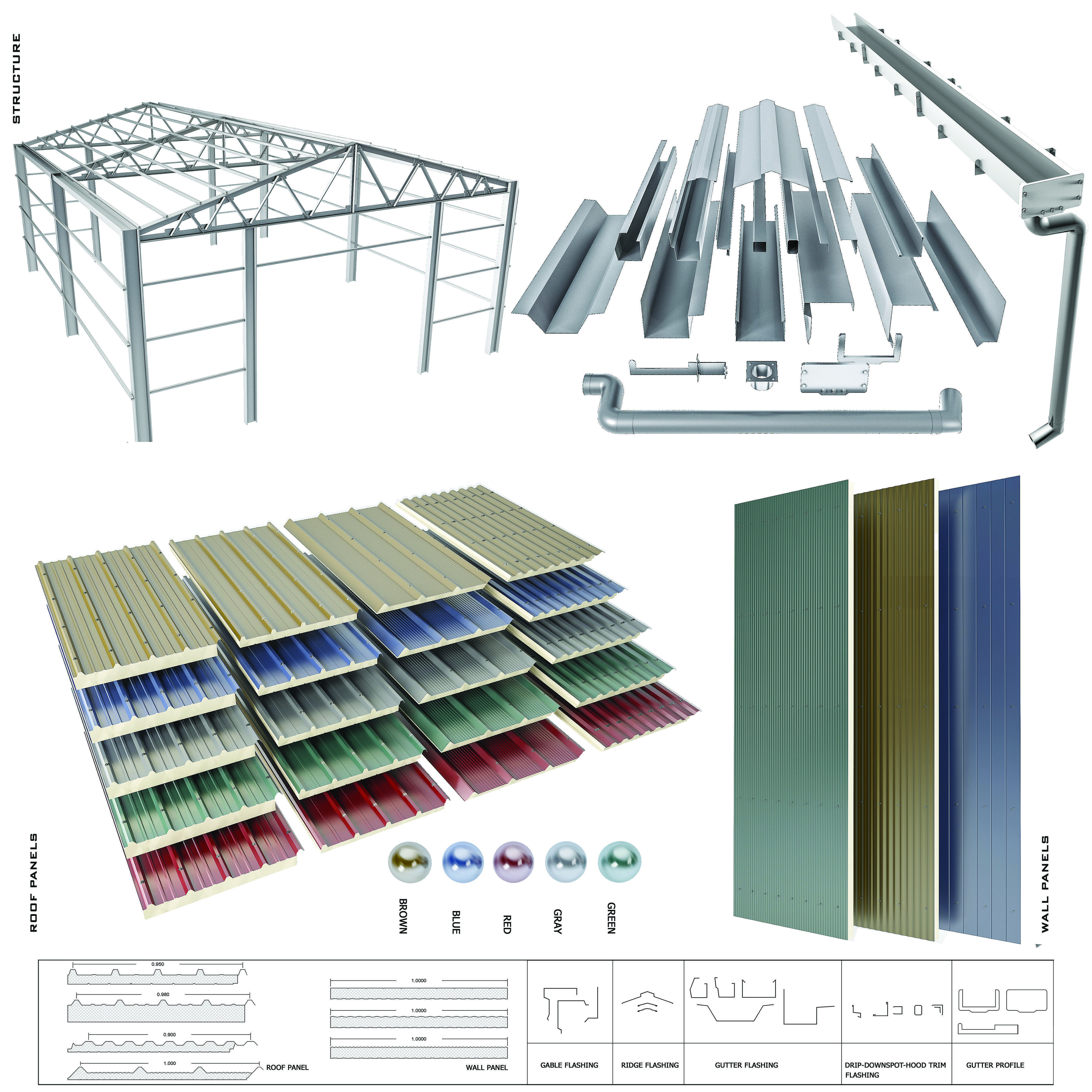 sloped roof-sandwich panel 3D model | CGTrader