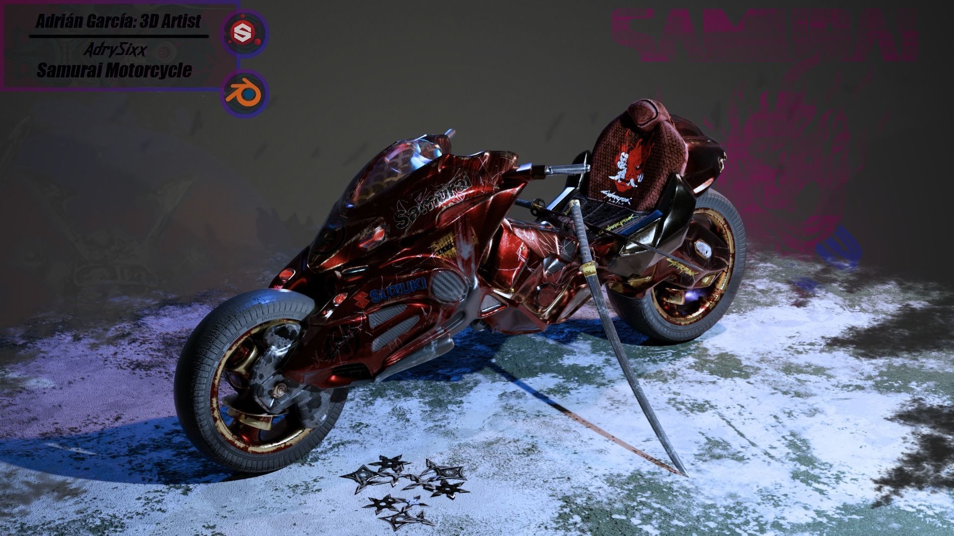 Samurai-Motorcycle motorcycle in video game 3D model | CGTrader
