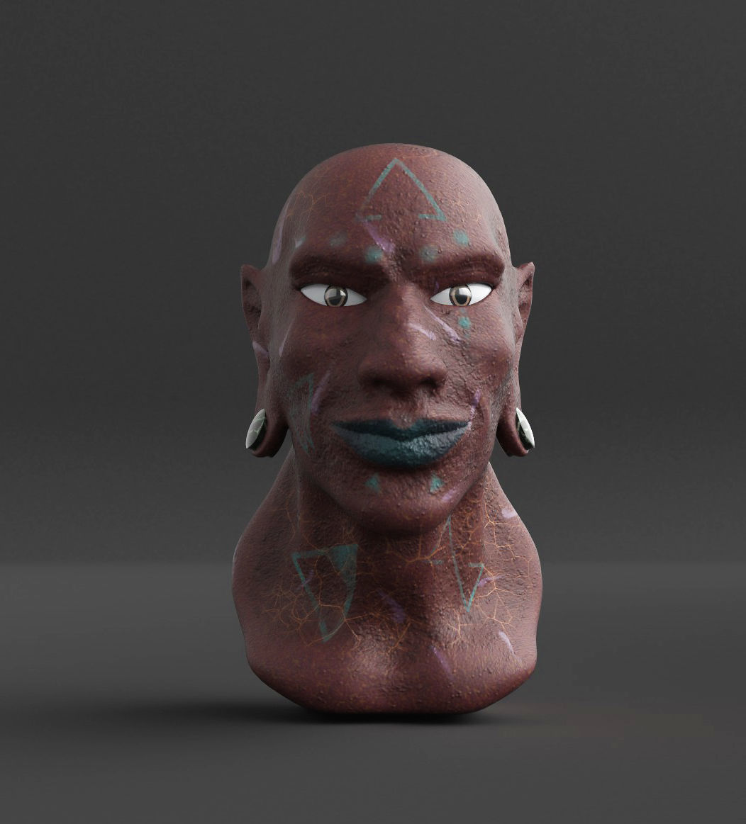 3D model Futuristic Alien Tribe Male Bust VR / AR / low-poly | CGTrader