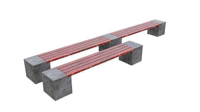Bench red 3D model | CGTrader