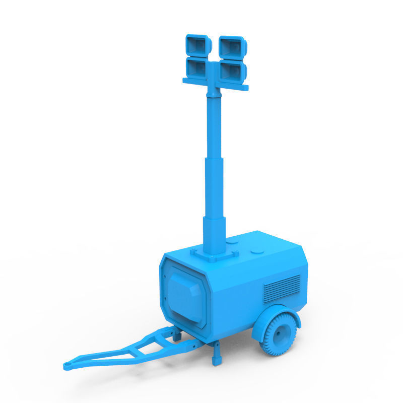 Flood Light Trailer 3D model 3D printable | CGTrader