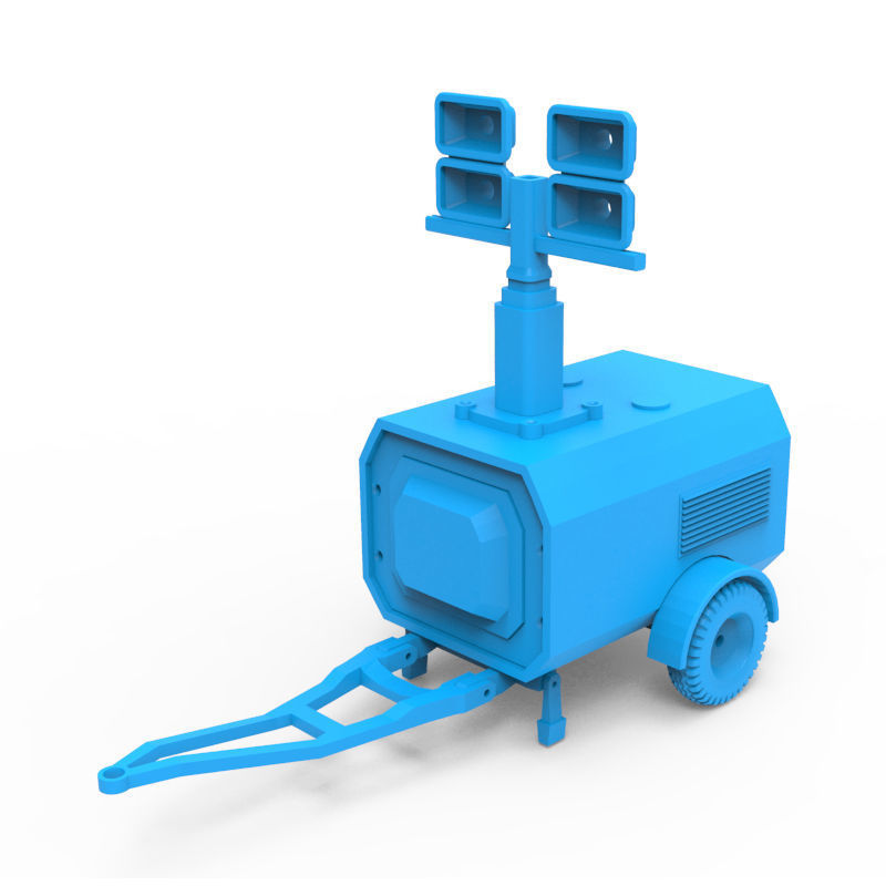 Flood Light Trailer 3D model 3D printable | CGTrader