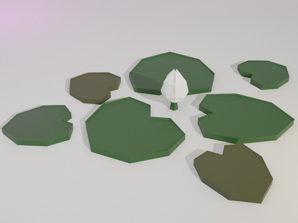 Low poly water lilies free VR / AR / low-poly 3D model | CGTrader
