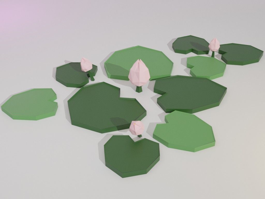 Low poly water lilies free VR / AR / low-poly 3D model | CGTrader
