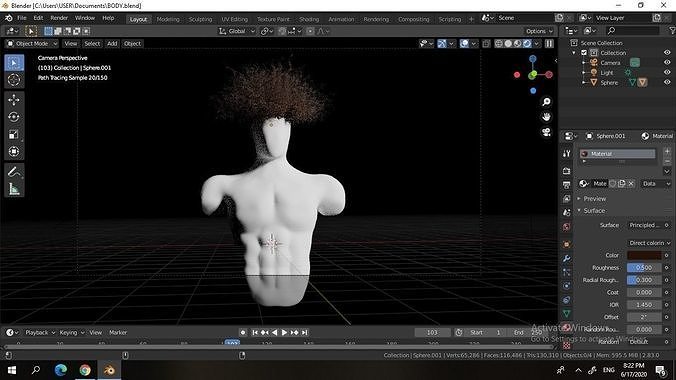 Body model mannequin with hair 3D model | CGTrader