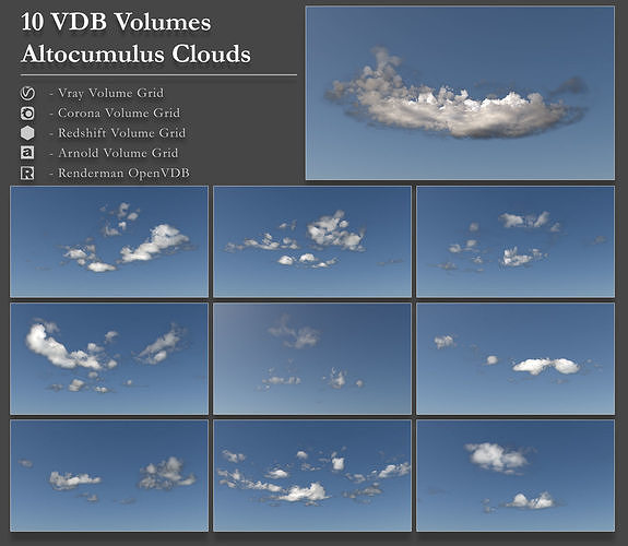 Clouds - Volumetric OpenVDB AltoCumulus Clouds 3D model | CGTrader