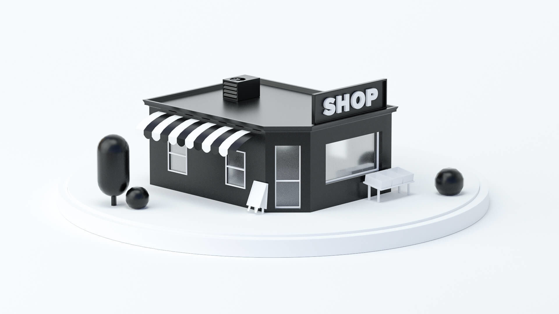 3D model Shop market cartoon low poly 3D model VR / AR / low-poly ...