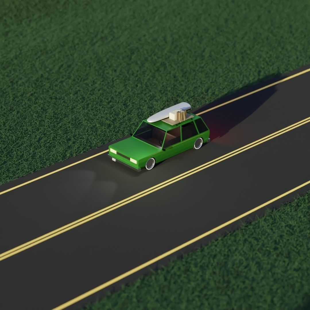 3D model Low Poly Station Wagon Road Trip VR / AR / low-poly | CGTrader