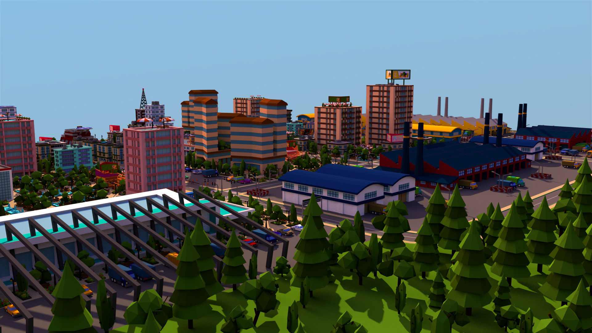 3D model Simple city VR / AR / low-poly | CGTrader