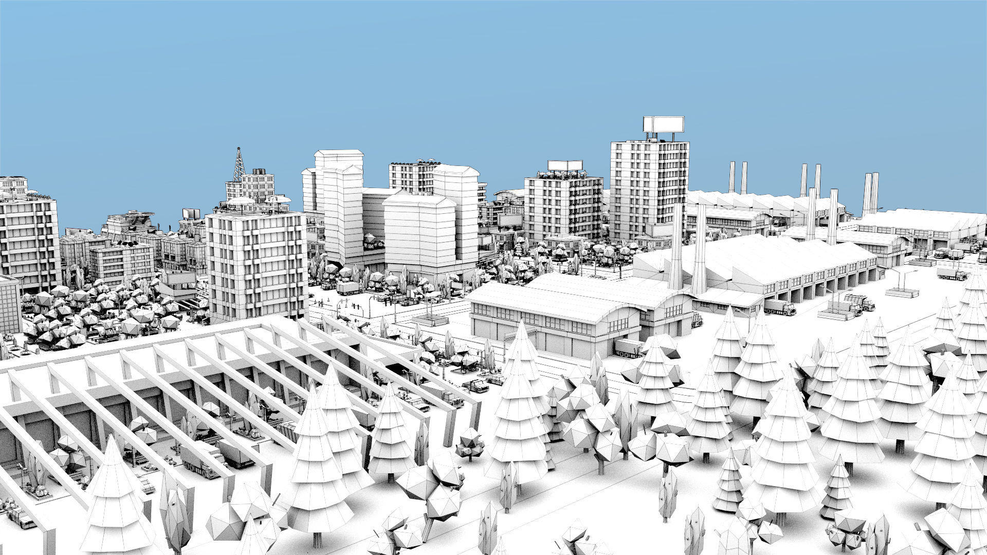 3D model Simple city VR / AR / low-poly | CGTrader