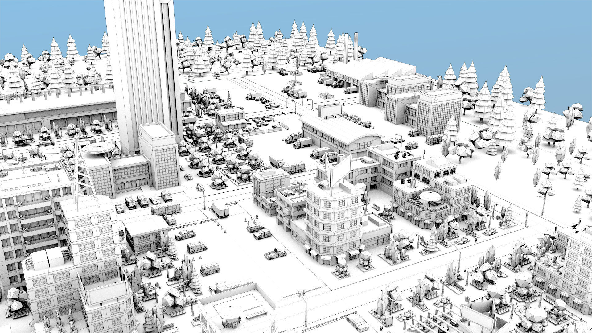3D model Simple city VR / AR / low-poly | CGTrader