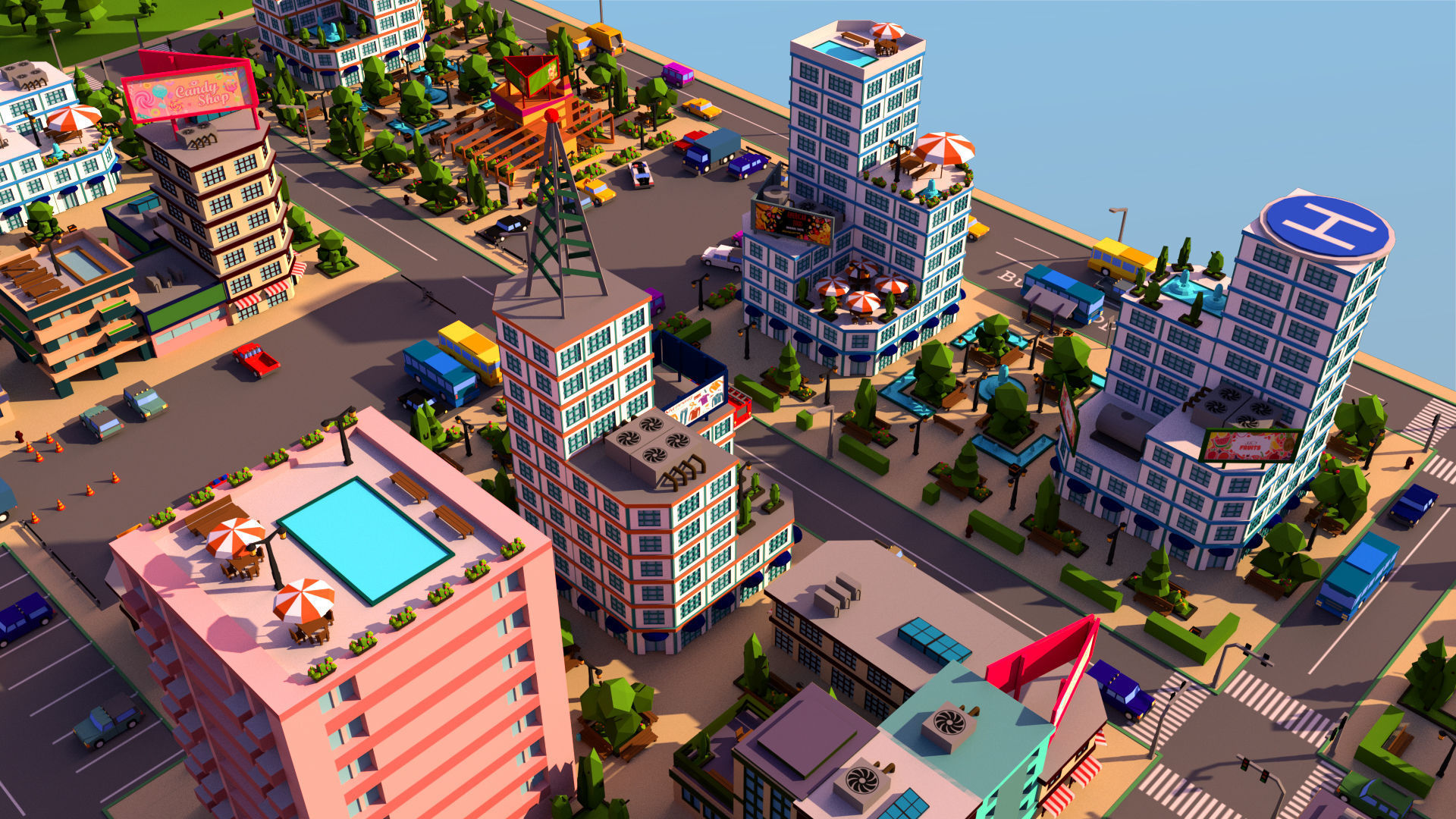 3D model Simple city VR / AR / low-poly | CGTrader