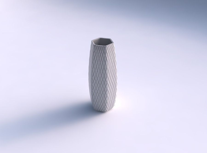 Vase squeezed hexagon with diagonal grid plates 3D model 3D printable ...