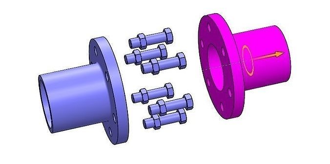 Flange coupling 3D model 3D printable | CGTrader