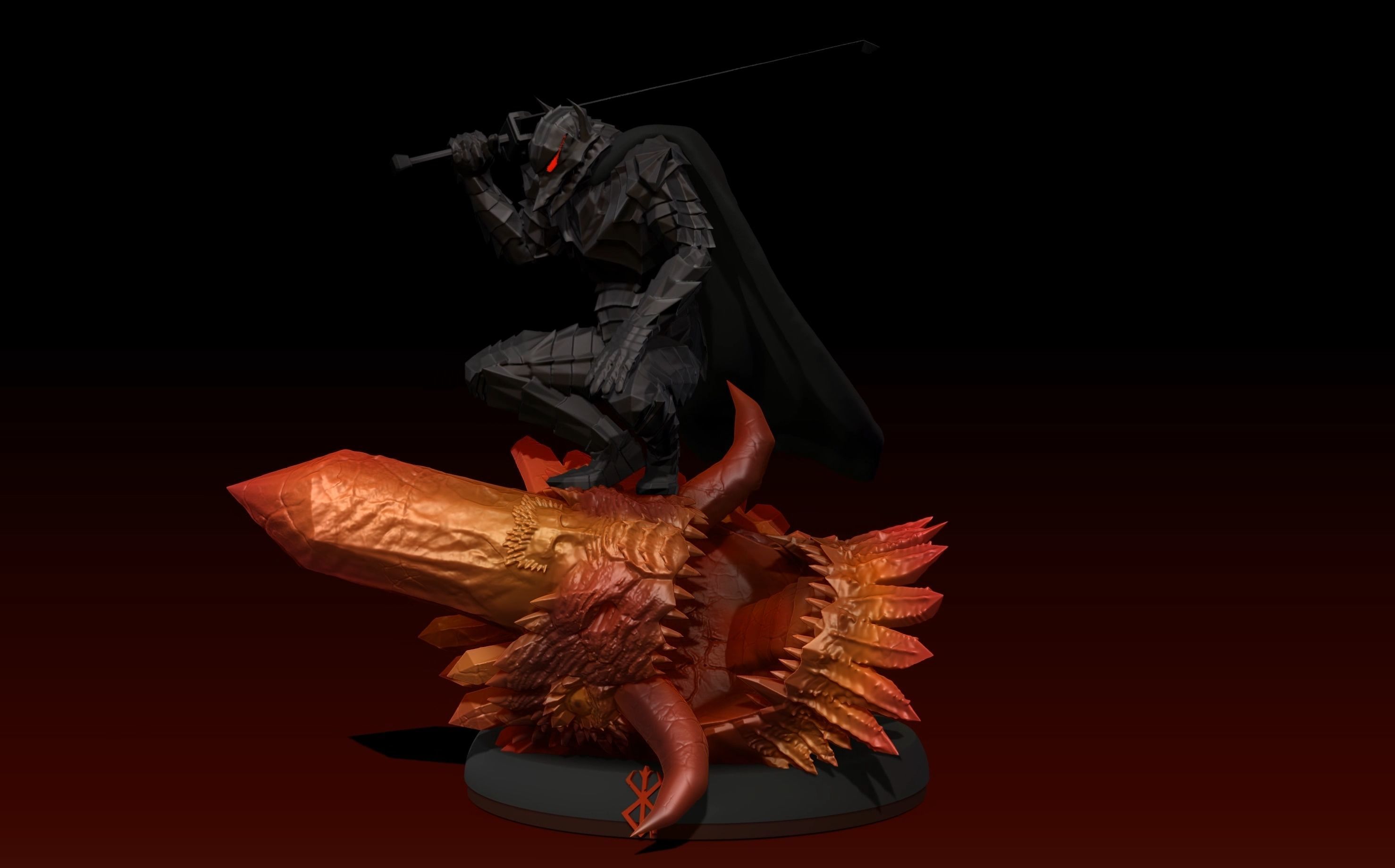 Berserk Guts vs Grunbeld 3d print statue 3D model 3D printable | CGTrader