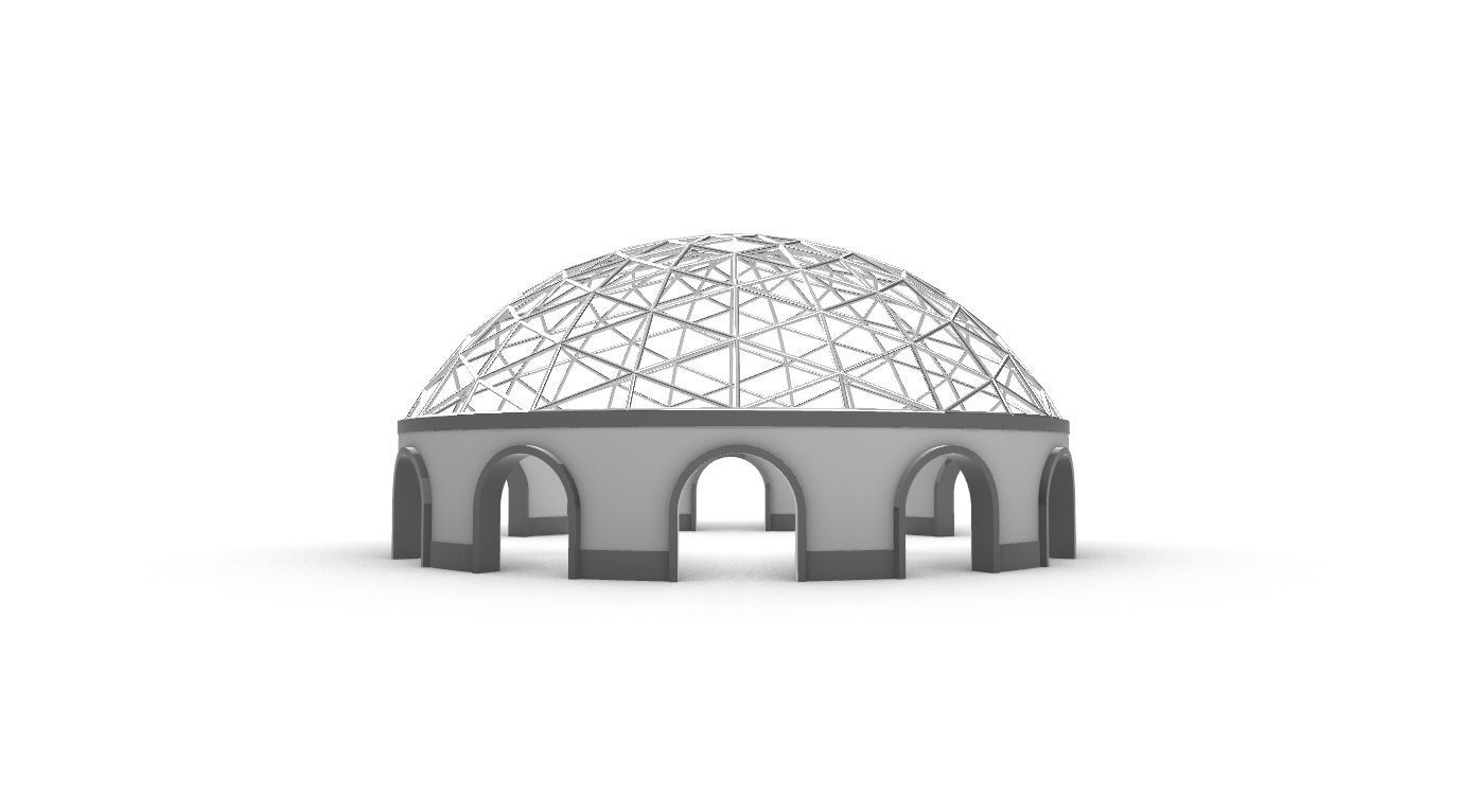 Triangulated Dome Pavilion wireframe structure 3D model | CGTrader