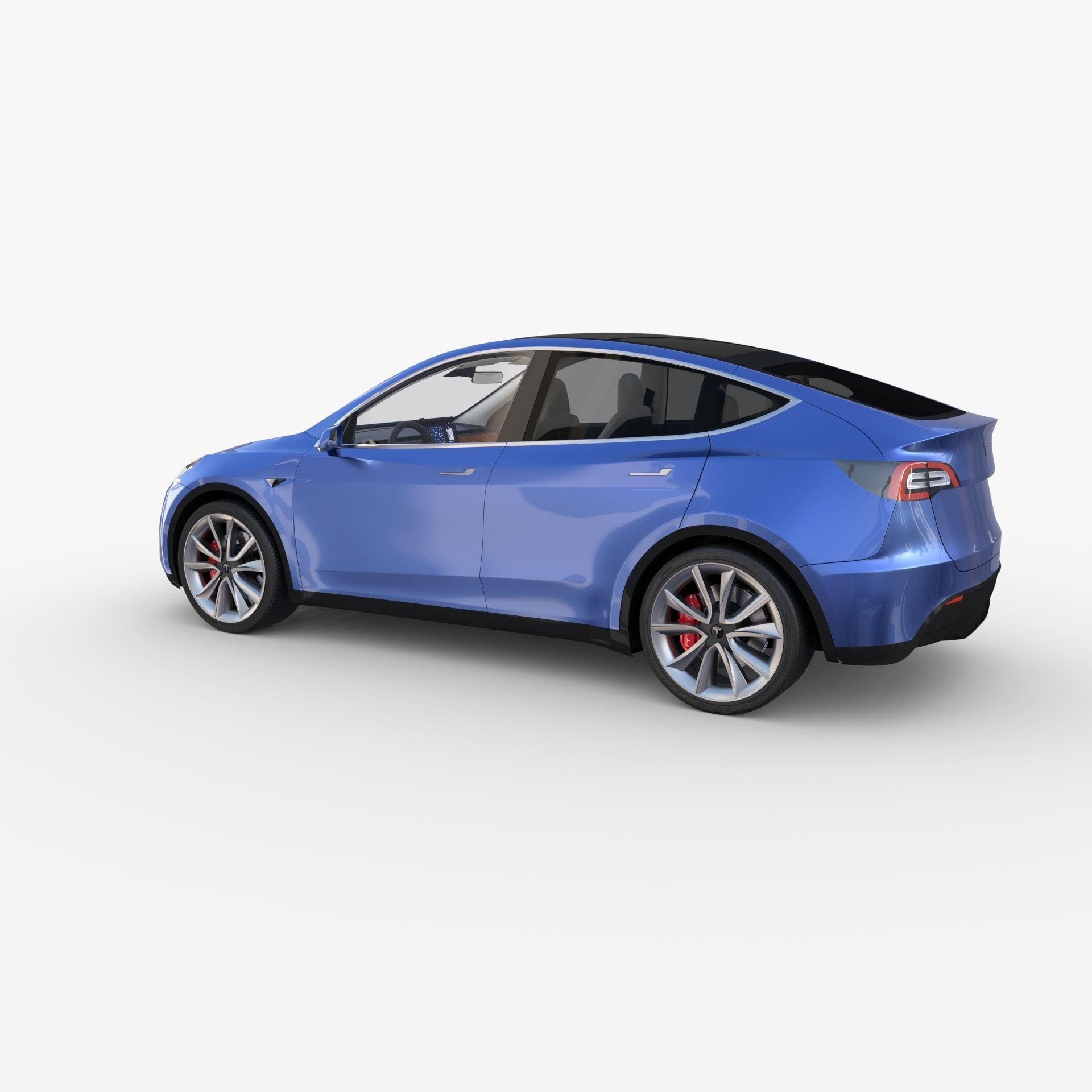 Tesla Model Y Blue with interior 3D model | CGTrader