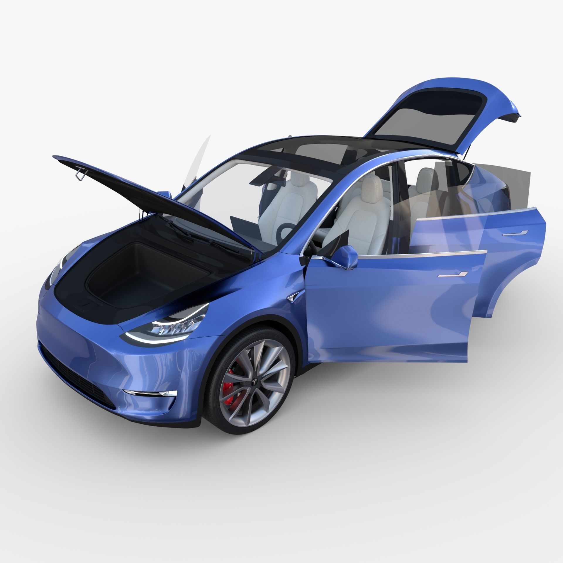 Tesla Model Y Blue with interior 3D model | CGTrader