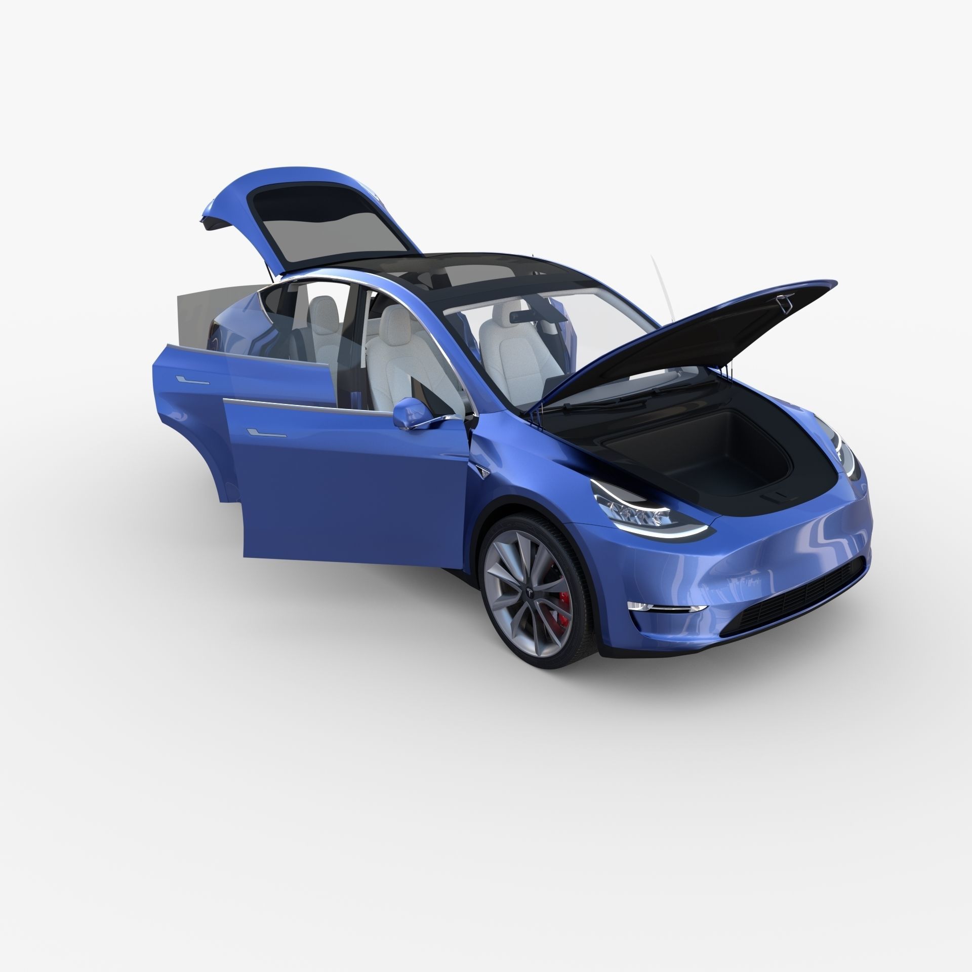 Tesla Model Y Blue with interior 3D model | CGTrader