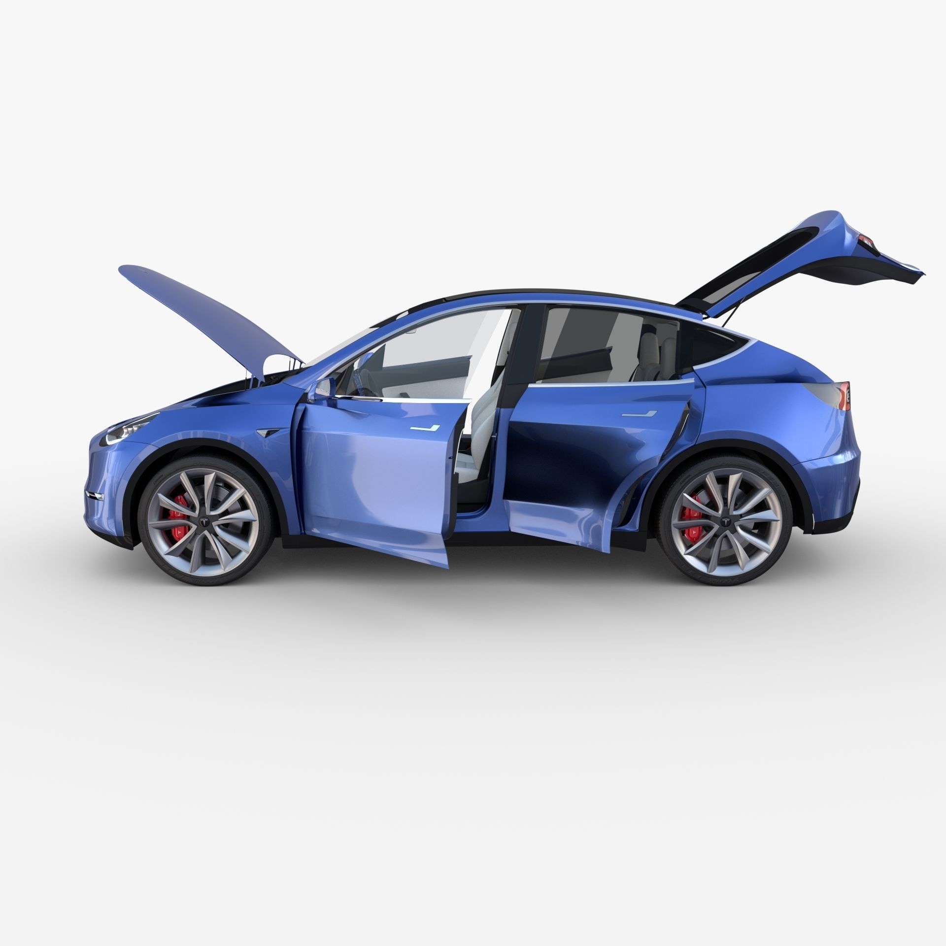 Tesla Model Y Blue with interior 3D model | CGTrader